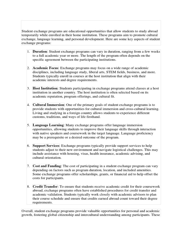 Student Exchange Programmes | PDF | Learning | Behavior Modification