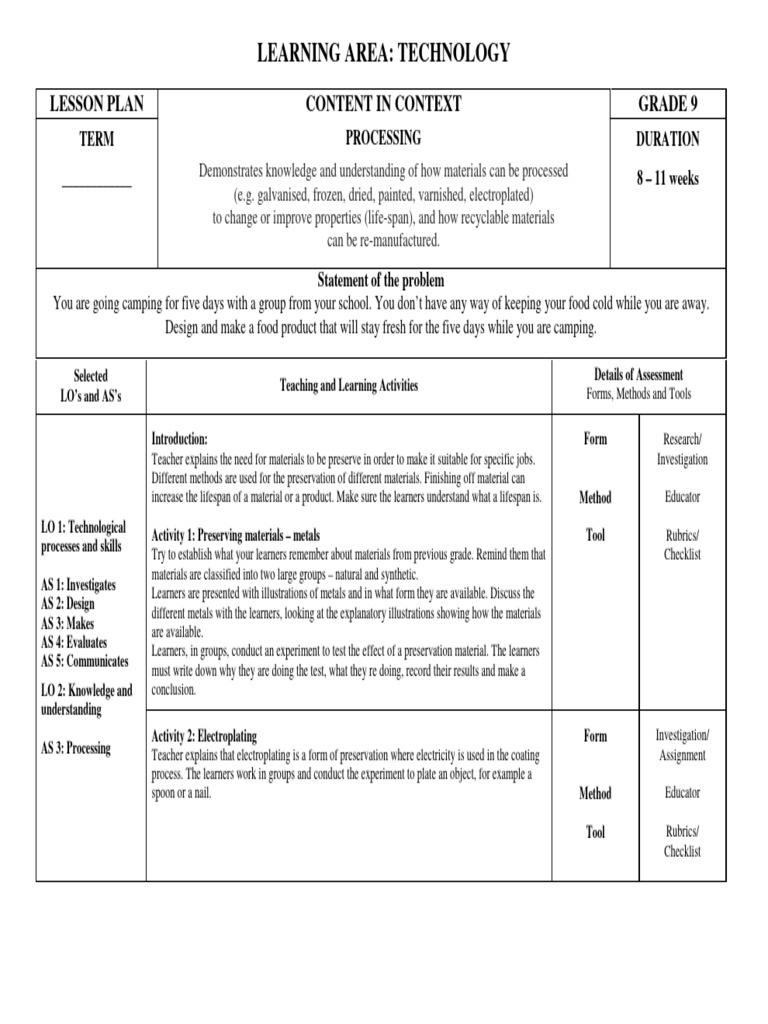 h_LESSON PLAN - PROCESSING GRADE 9(1) | PDF | Learning | Rubric (Academic)