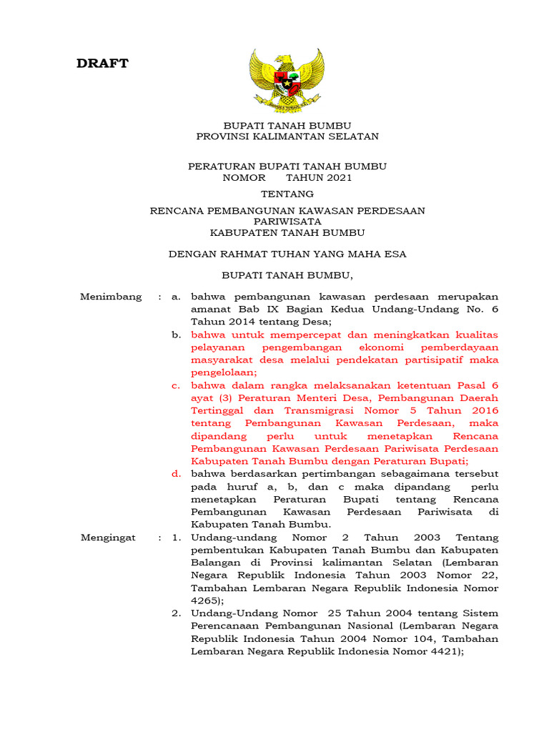 Draf Perbub RPKP Pariwisata | PDF