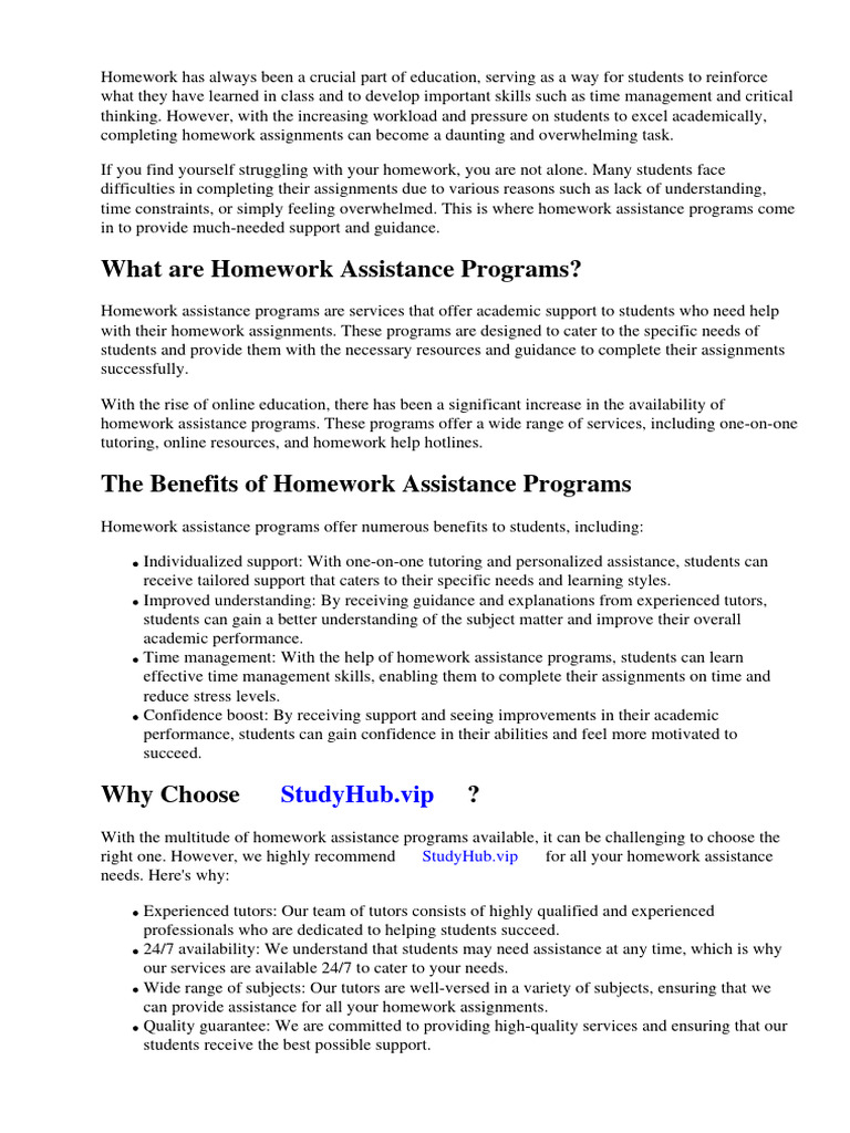 Homework Assistance Programs | PDF | Homework | Mathematics