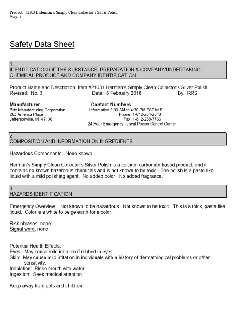hermans-simply-clean-sds | PDF | Water | Fires