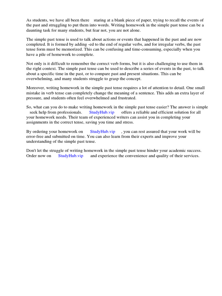 Homework Simple Past | Download Free PDF | Grammatical Tense | Verb