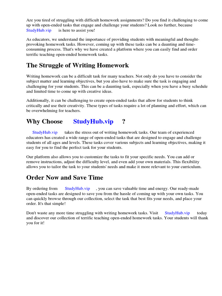 Terrific Teaching Open-Ended Homework Tasks | PDF | Homework | Facebook