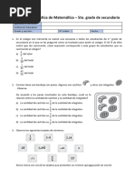 Evaluación Diagnóstica 5to Grado Matemática | PDF