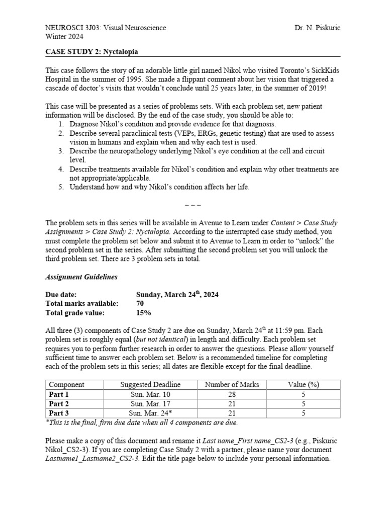 Nyctalopia Case Study in Visual Neuroscience | PDF | Genetic Disorder ...