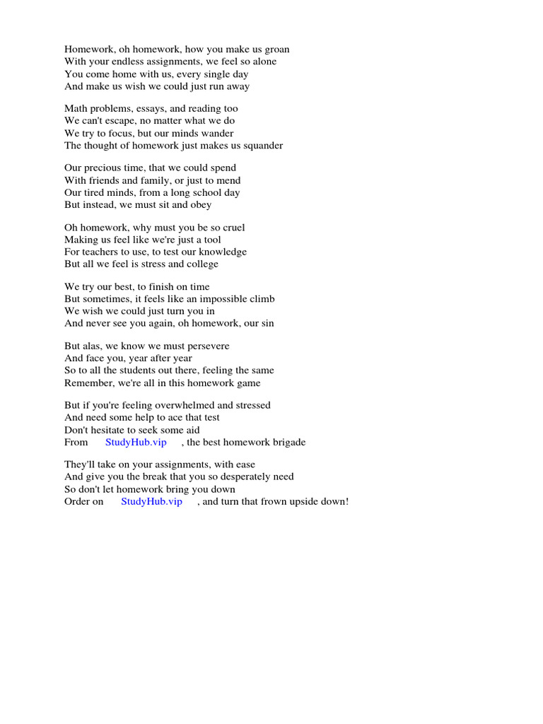 Homework Poem Shel Silverstein | Download Free PDF | Poetry