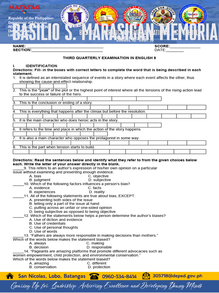 Filipino 4th Quarter Grade 8 | PDF | Adolescence | Propaganda