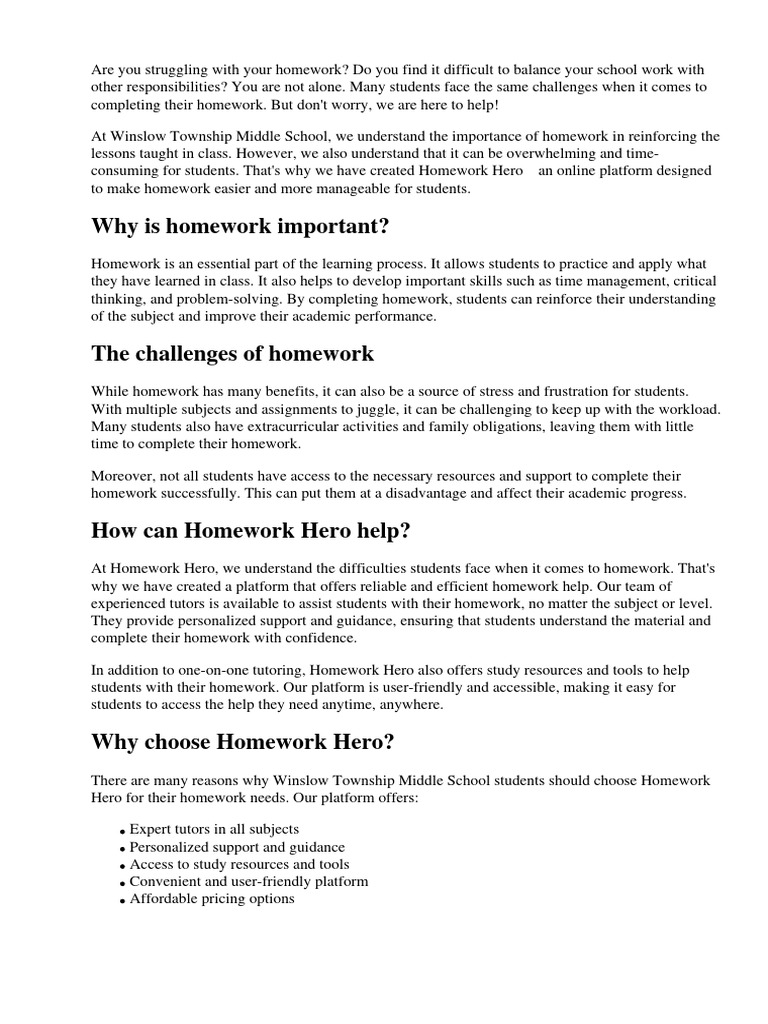 Winslow Township Middle School Homework Hero | PDF | Homework