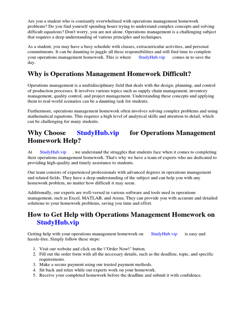 Operations Management Homework Problems | PDF | Operations Management | Homework