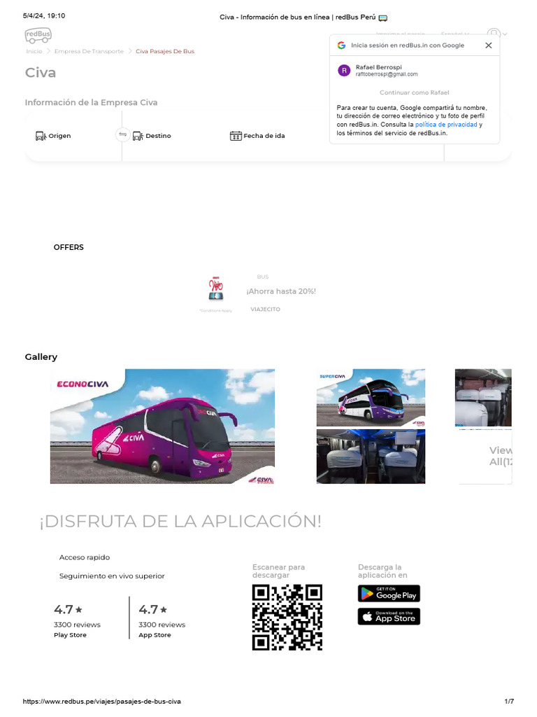 Civa - Información de Bus en Línea - Redbus Perú ? | PDF | Transporte ...