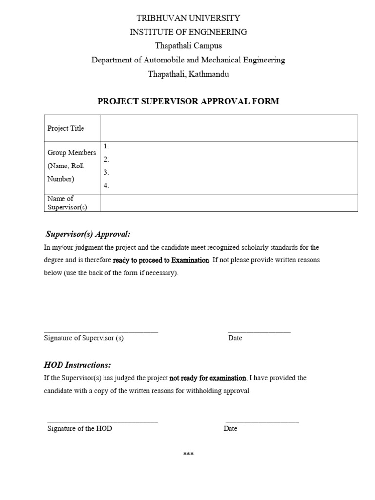 Project Supervisor Final Approval Form | PDF | Career & Growth | Business