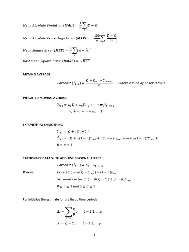 Time Series Formula or | Download Free PDF | Moving Average | Applied ...