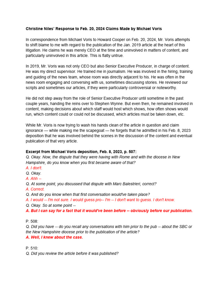3 - 3 - 24 C Niles Response To M Voris | PDF | Credibility