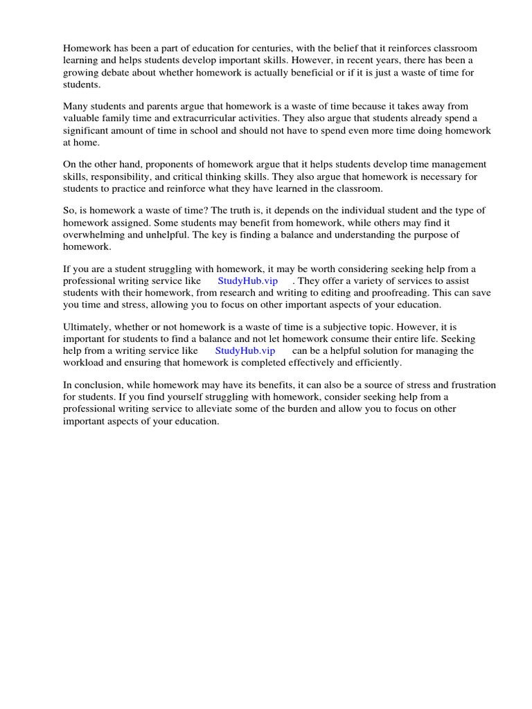 Is Homework A Waste of Time | PDF | Homework | Learning