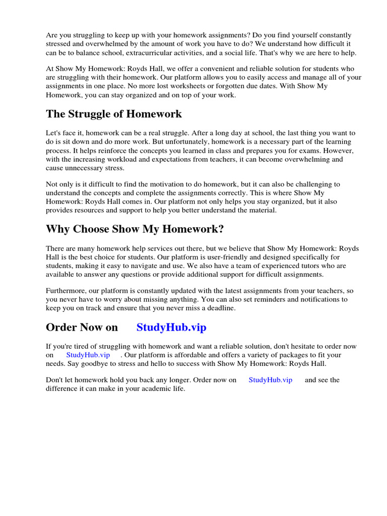 Show My Homework Royds Hall | PDF | Homeschooling | Homework