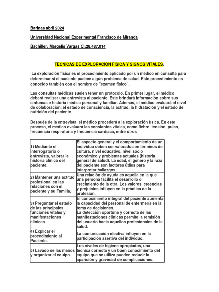 TÉCNICAS DE EXPLORACIÓN FÍSICA Y SIGNOS VITALES | PDF | Presión ... TÉCNICAS DE EXPLORACIÓN FÍSICA Y SIGNOS VITALES | PDF | Presión ...