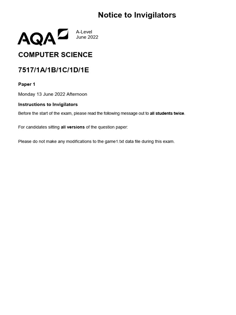 Aqa 75171 Notice Jun22 | PDF