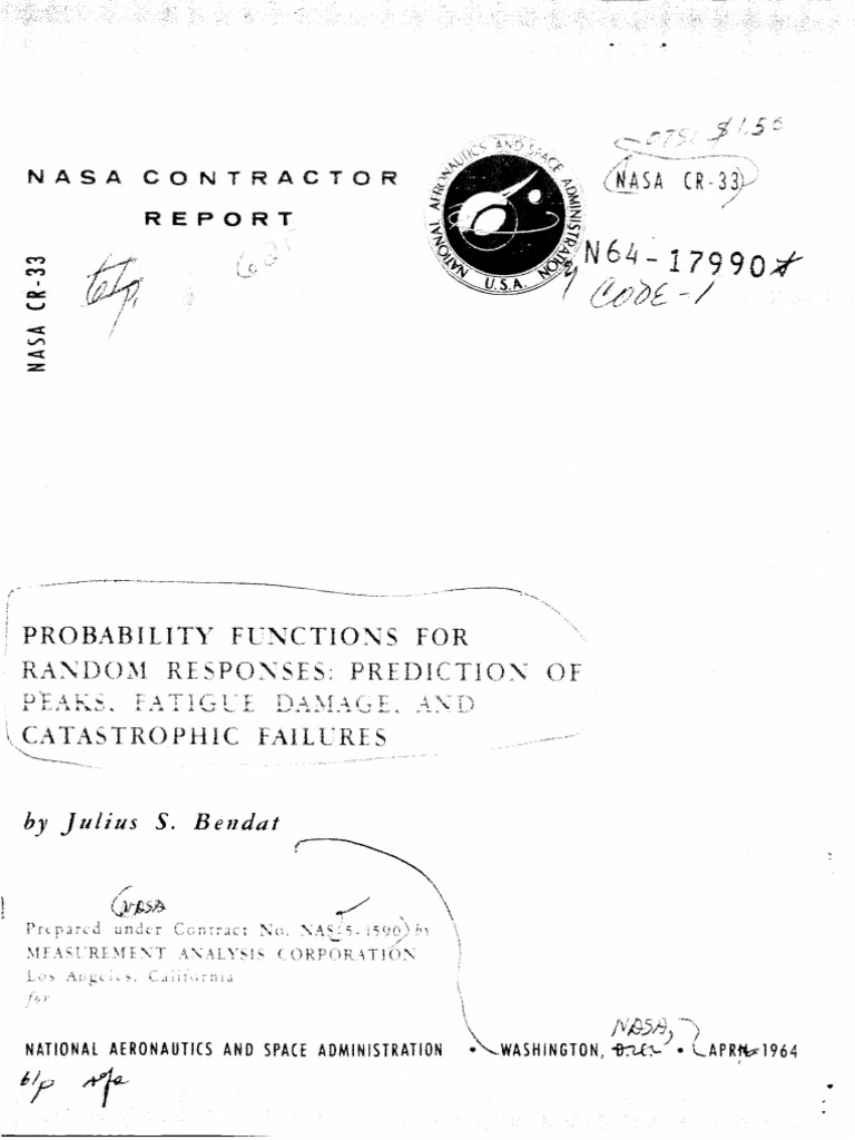 NASA-CR-33 Probability Functions For Random Responses - Prediction of ...