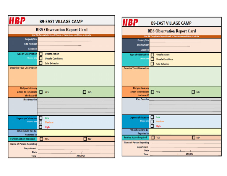 BBS Observation card | PDF