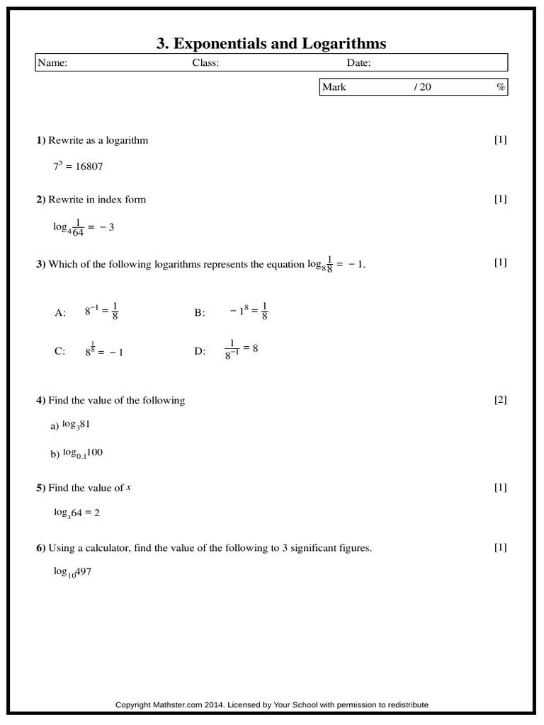 Exponentials and Logarithms | PDF | Logarithm | Applied Mathematics