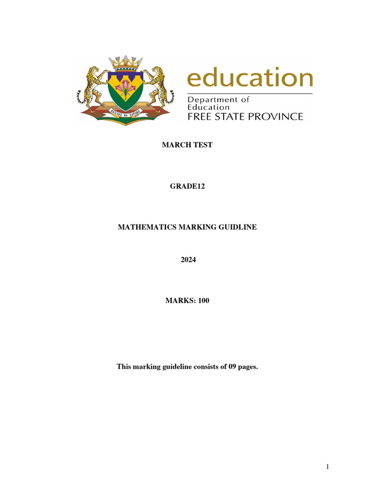 Grade 12 Mathematics Marking Guide | PDF | Mathematics