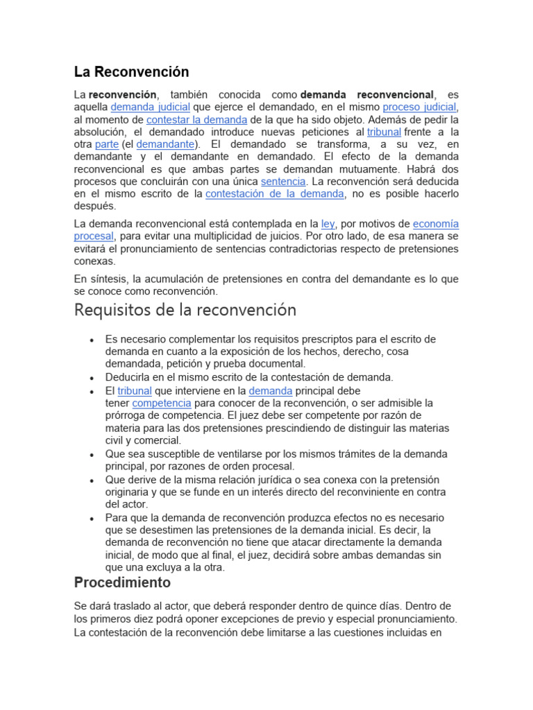 La Reconvención | PDF | Demanda judicial | Reconvención