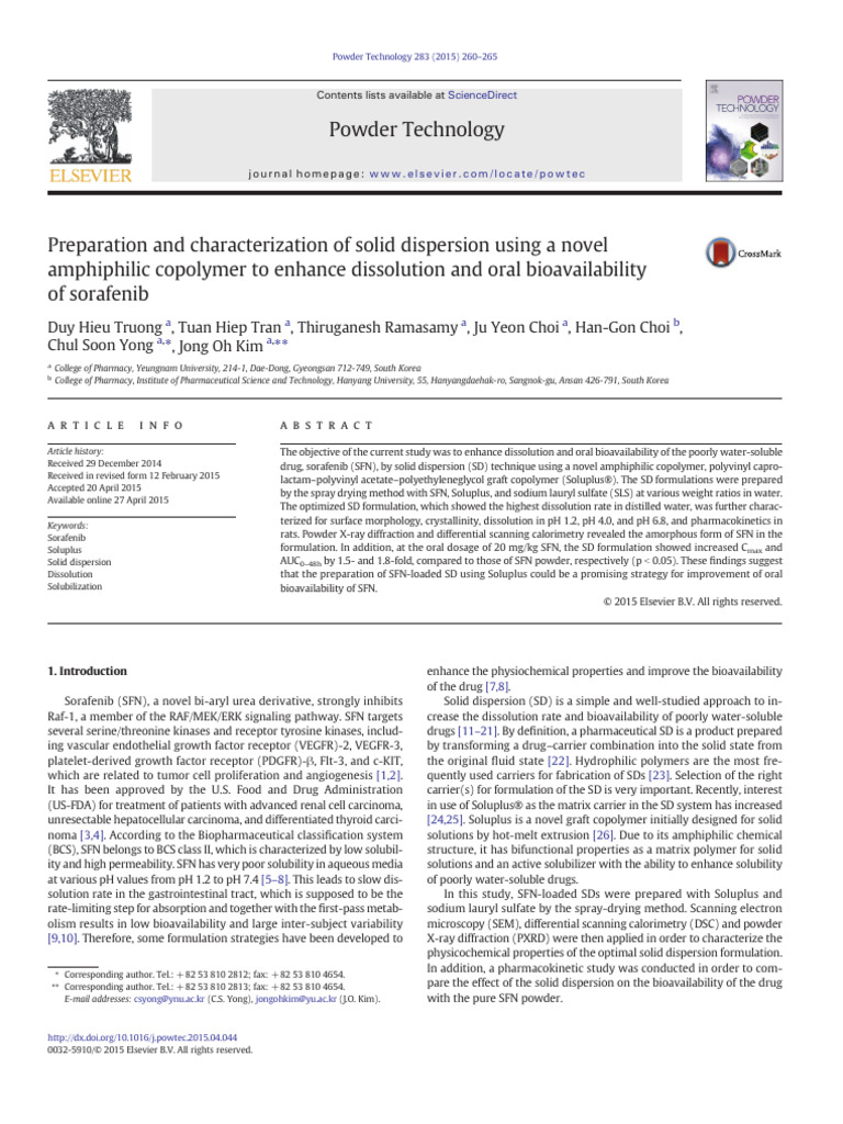 Preparation And Characterization Of Solid Dispersion Using A Novel Amphiphilic Copolymer To