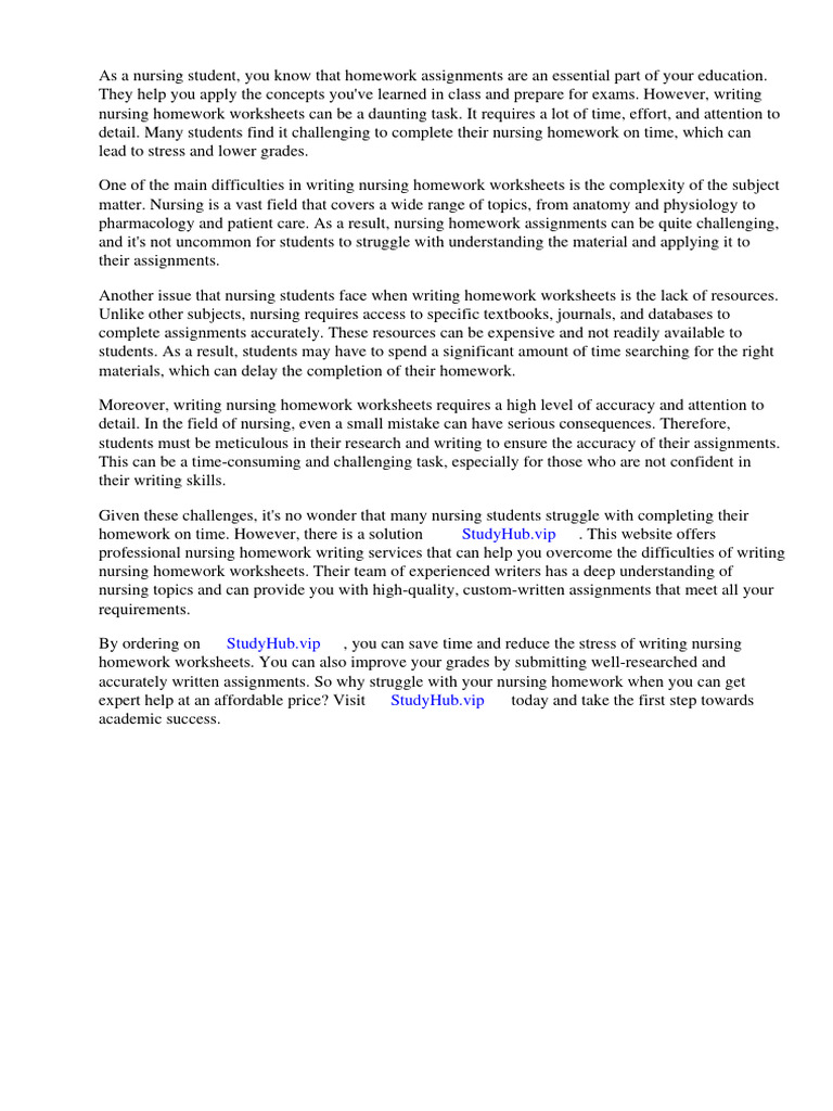 Nursing Homework Worksheets | Download Free PDF | Worksheet | Nursing