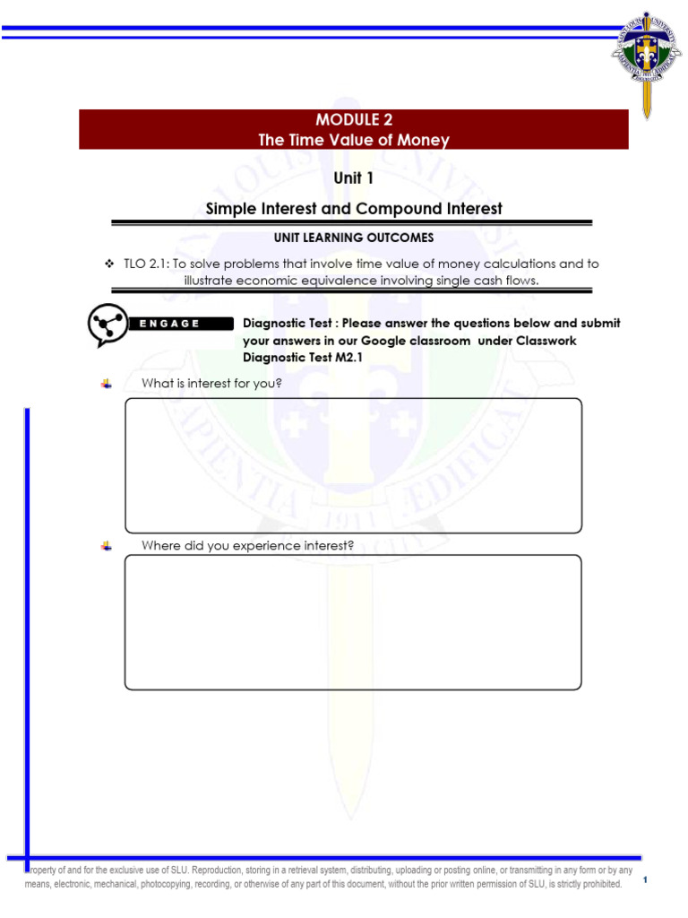 SAS - Module 2 - Unit 1 Simple and Compound Interest | PDF | Interest ...
