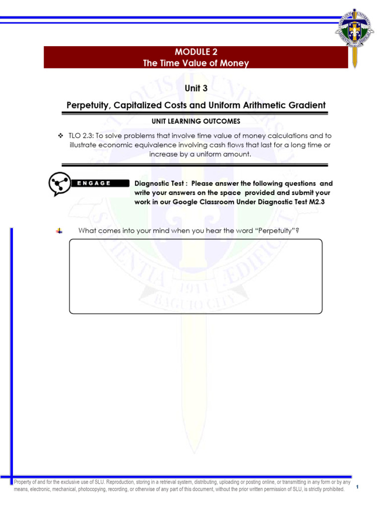 SAS Module 2 Unit 3 - Perpertuity and Gradient | PDF | Interest | Time Value Of Money
