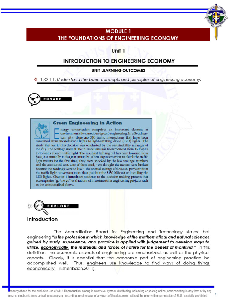 SAS-Module 1-Engineering Economic Analysis | PDF | Balance Sheet | Equity (Finance)