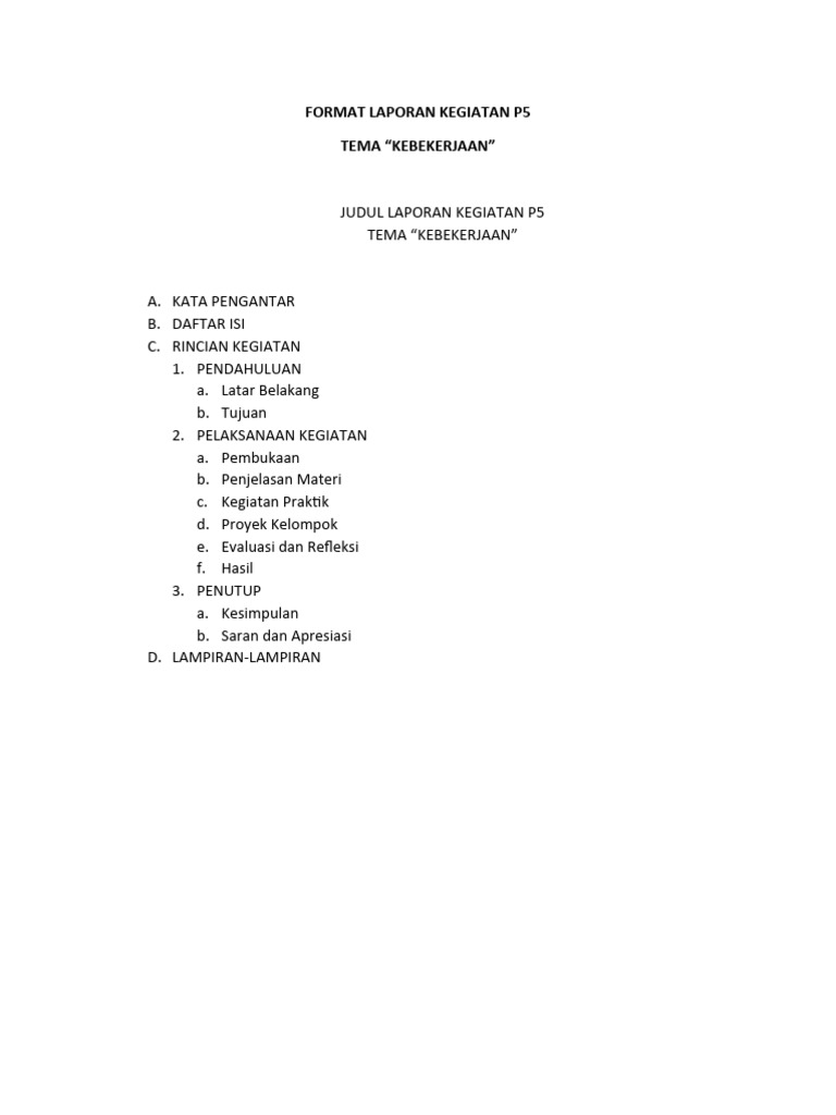 Fix - Format Laporan Kegiatan P5.tema Kebekerjaan | PDF