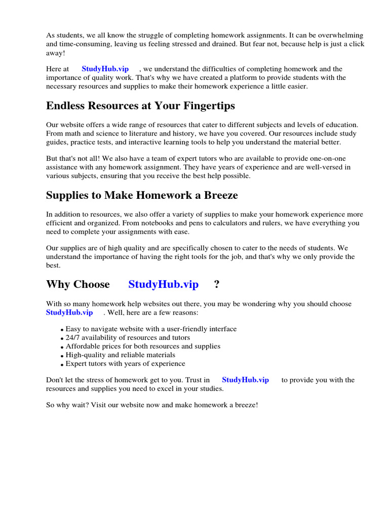 Homework Resources Supplies | PDF | Homework | Drawing