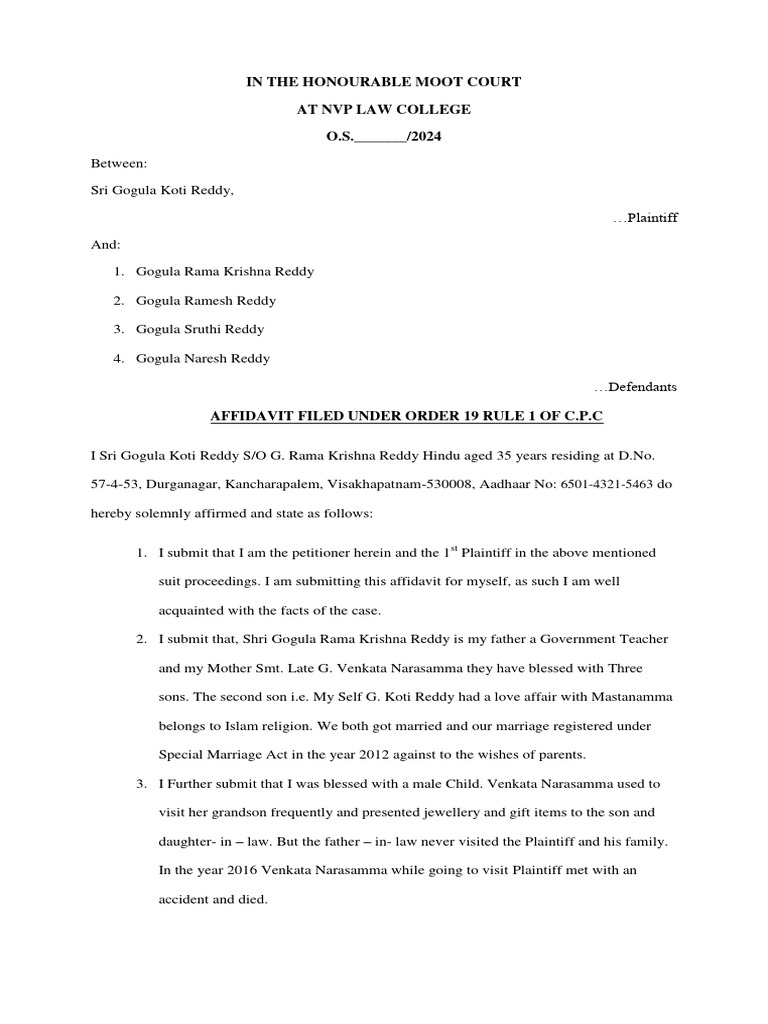 Affidavit on Behalf of the Plaintiff | PDF | Lawsuit | Justice