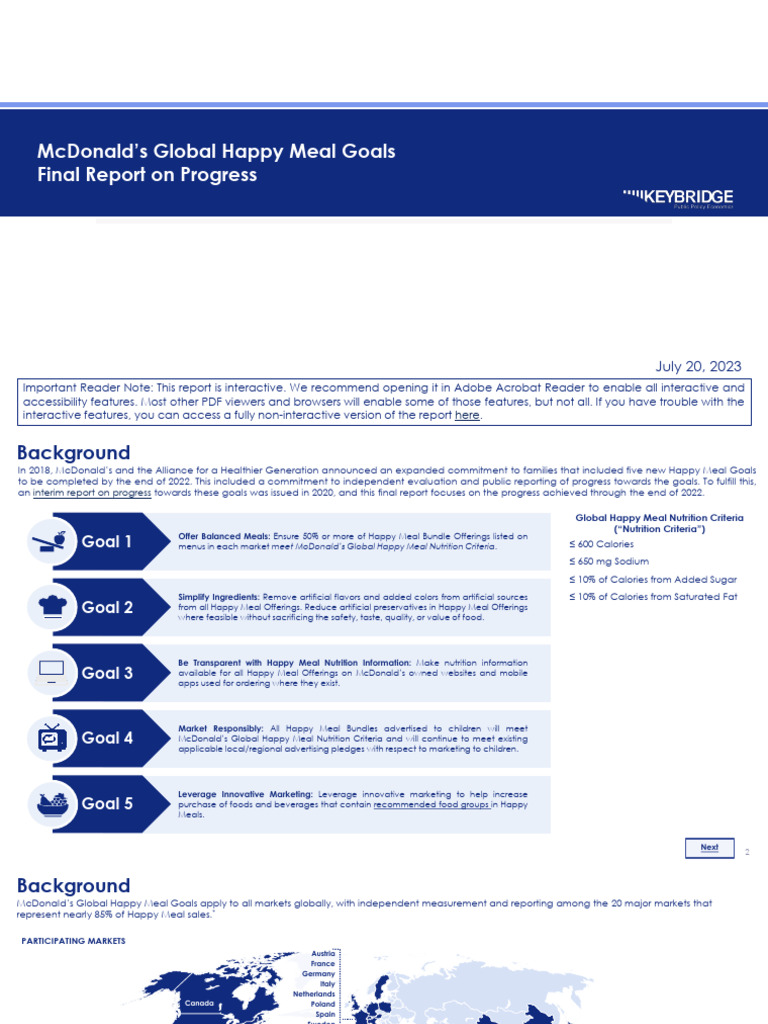 McDonalds Global Happy Meal Goals 2022 Report | PDF | Franchising | Mc ...