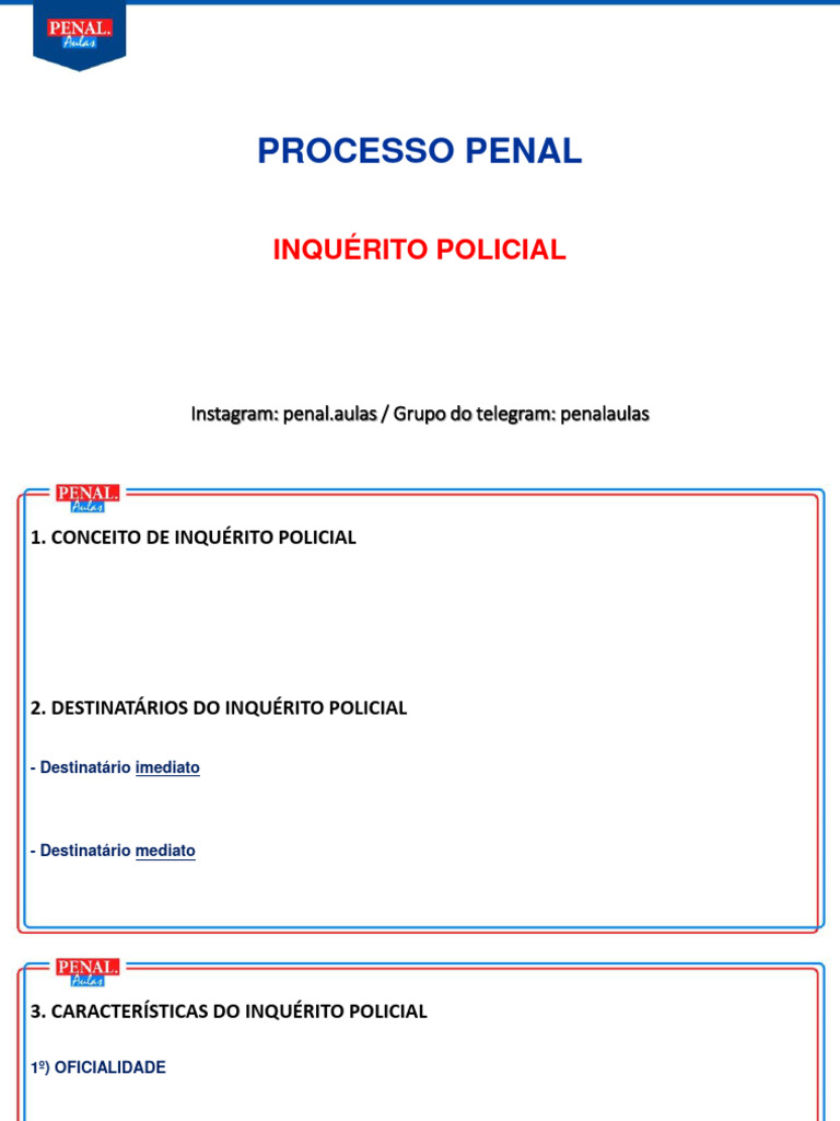 Inquérito Policial: Conceitos e Características | PDF | Advogado | Polícia
