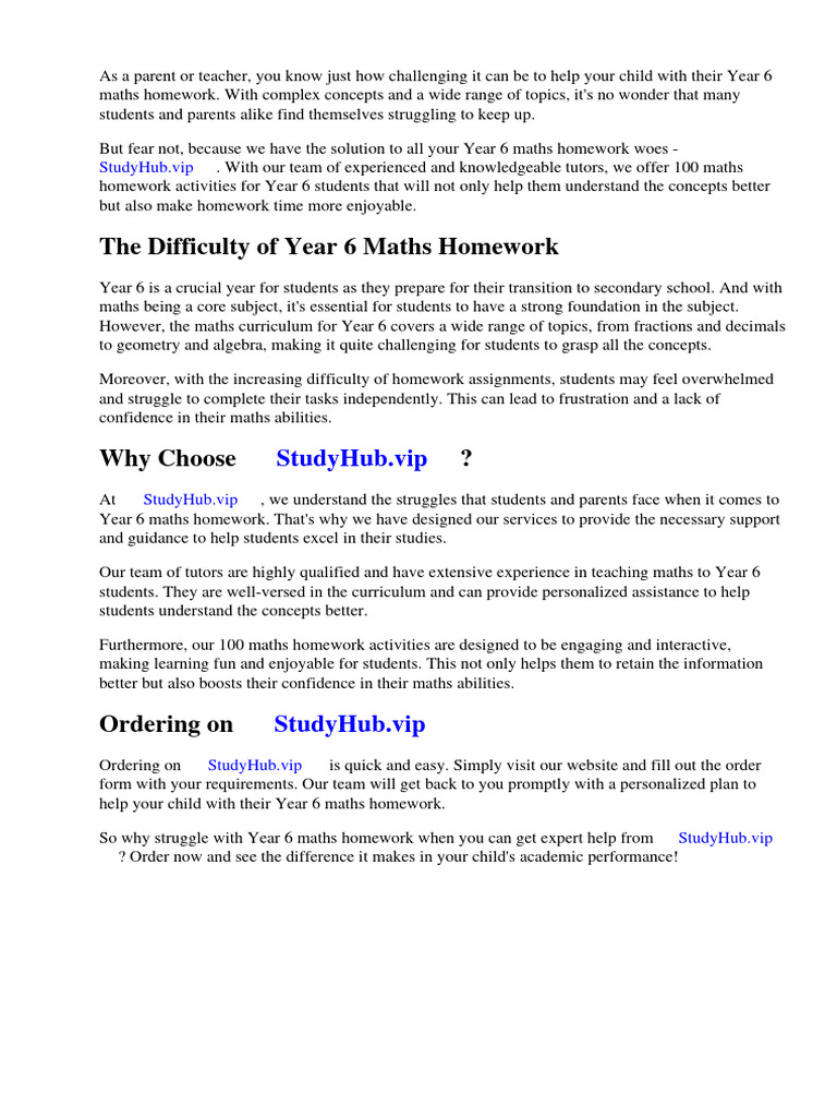 100 Maths Homework Activities Year 6 | PDF | Worksheet | Mathematics