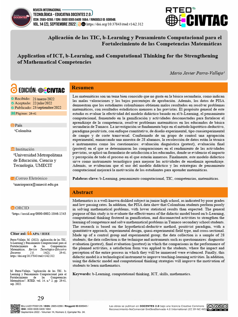 2 Aplicación de Las TIC, B-Learning y Pensamiento Computacional para El ...