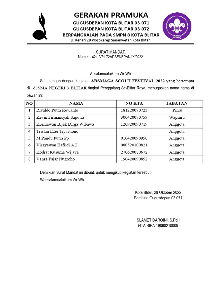 SUrat Mandat Lomba ASF 2023 | PDF