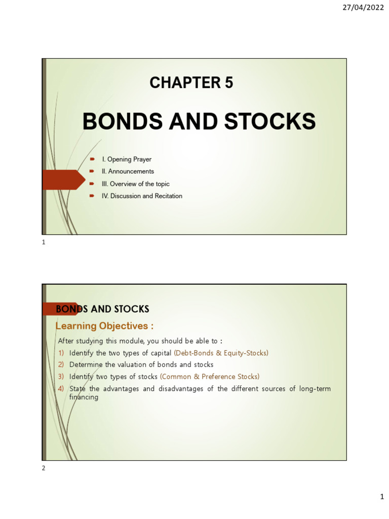 Chapter 5 - Bonds and Stocks-1 | PDF | Bonds (Finance) | Preferred Stock