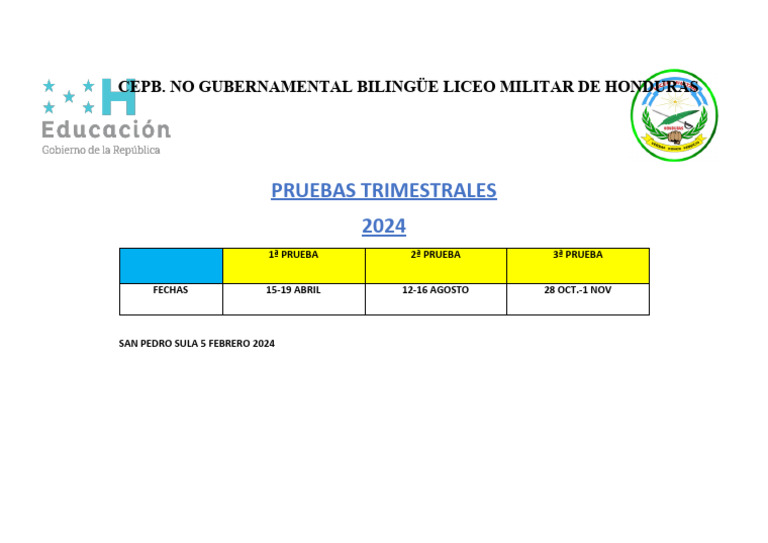 Pruebas Trimestrales Prebasica LMH 2024 | PDF