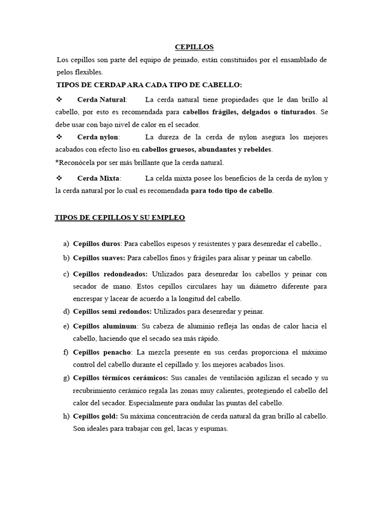 Guía de Cepillos para Cada Cabello | PDF | Hogar, jardinería y bricolaje