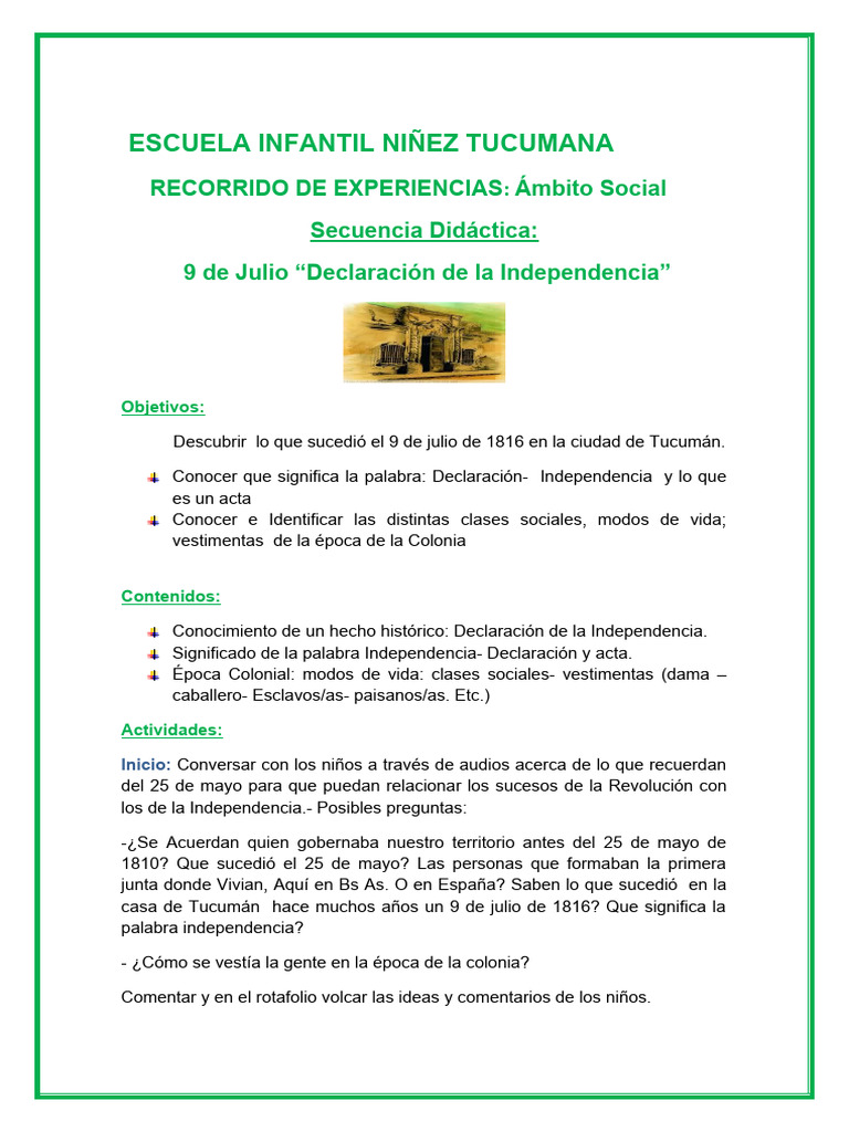 1 Declaracion de La Independencia | PDF | Educación de la primera infancia