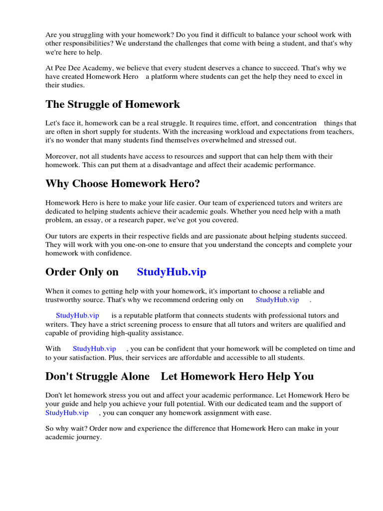 Pee Dee Academy Homework Hero | PDF | Homework