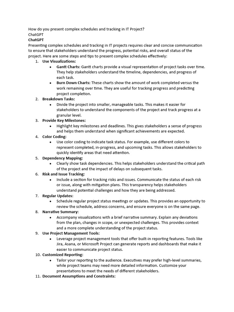 Presenting Complexe Schedules | PDF | Project Management