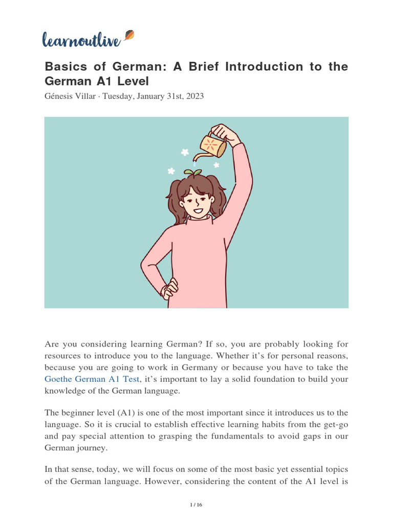 Basics of German A Brief Introduction To The German A1 Level | PDF ...