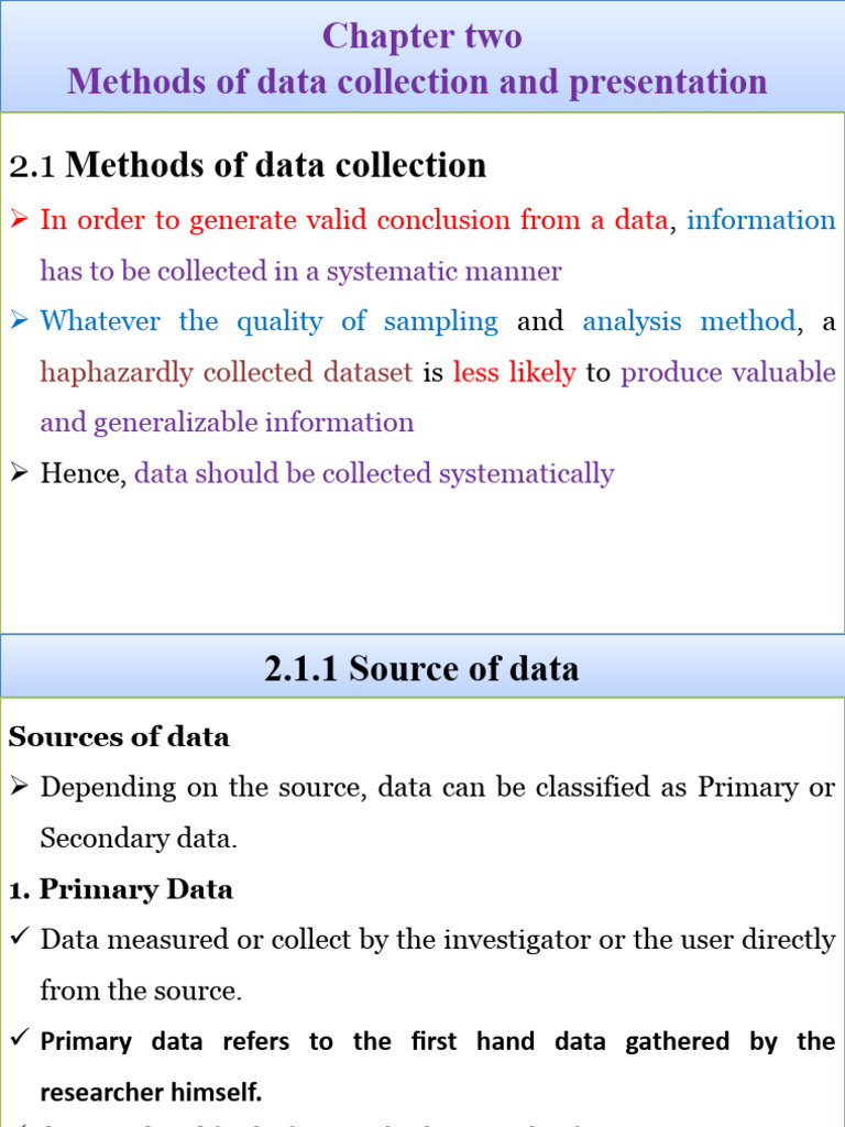 Chapter 2 Methods of Data Collection and Presentation | PDF | Histogram | Survey Methodology