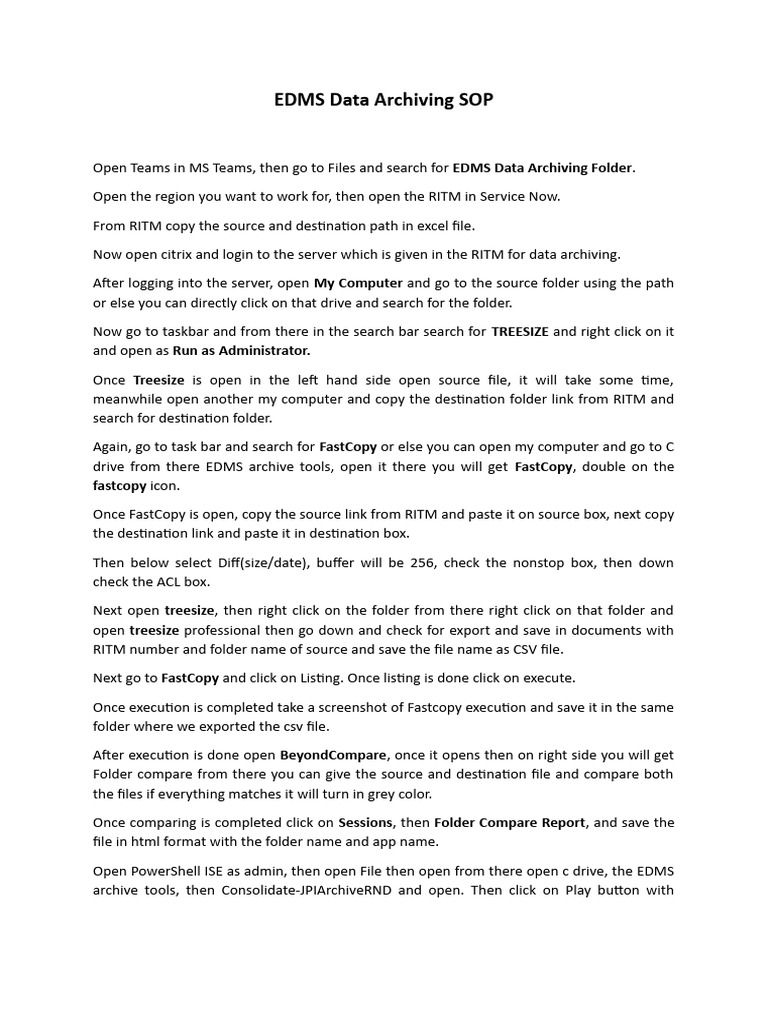 EDMS Data Archiving SOP | PDF | Computer File | Computer Architecture