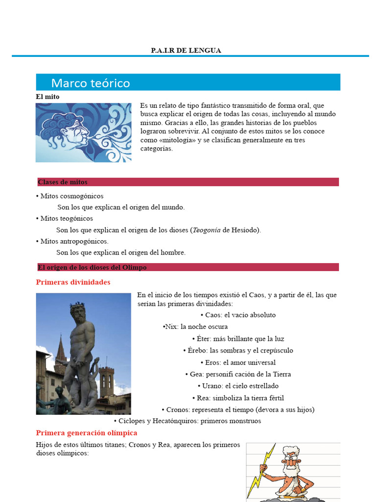 Los Dioses Del Olimpo para Quinto Grado de Primaria | PDF | Doce ...