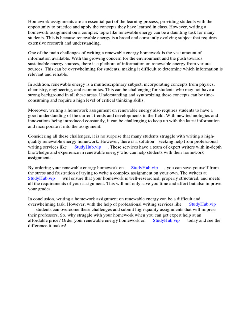 Renewable Energy Homework | PDF | Renewable Energy | Energy Development